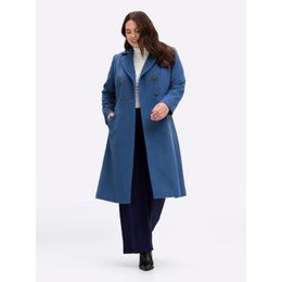 sheego by Joe Browns Damen Wintermantel mit Reverskragen und Knopfleiste, jeansblau, Gr&ouml;&szlig;e 42