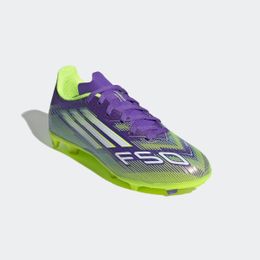 Fu&szlig;ballschuh adidas Performance "F50 LEAGUE KIDS FG/MG", M&auml;dchen, Gr. 38,5, lila rush, cloud wei&szlig;, lucid lemon, Synthetik, Textil, Schuhe Fu&szlig;ballschuh, geeignet f&uuml;r Rasen- und Kunstrasenpl&auml;tze, f&uuml;r Kinder & Jugendliche