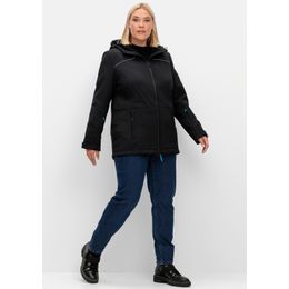 sheego Damen Skijacke aus Softshell, wasser- und windabweisend, schwarz, Gr&ouml;&szlig;e 48