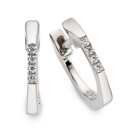 Bruno Banani Damen Paar Creolen "Schmuck Geschenk Klappcreole eckig Silber rhodiniert", 13mm, Silber 925 (Sterlingsilber)silberfarben, kristallwei&szlig;,