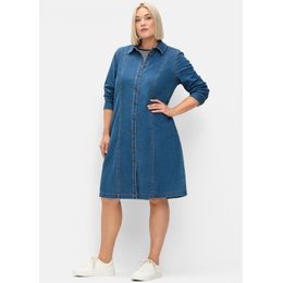 sheego Gro&szlig;e Gr&ouml;&szlig;en Jeanskleid mit Druckknopfleiste, blue denim, Gr&ouml;&szlig;e 52 - Damen