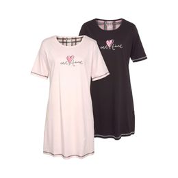 Vivance Dreams sheego Gro&szlig;e Gr&ouml;&szlig;en Sleepshirt, schwarz, schwarz-wei&szlig; kariert, rosa, rosa-schwarz kariert, Gr&ouml;&szlig;e 56/58 - Damen