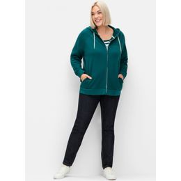 sheego Damen Sweatjacke mit Kapuze, petrol, Gr&ouml;&szlig;e 52/54