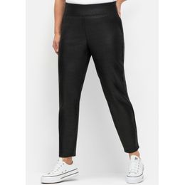 sheego Damen Leggings in Schimmer-Leder-Optik, schwarz, Gr&ouml;&szlig;e 58