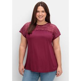 sheego Gro&szlig;e Gr&ouml;&szlig;en Spitzenshirt in A-Linie, beere, Gr&ouml;&szlig;e 48/50 - Damen