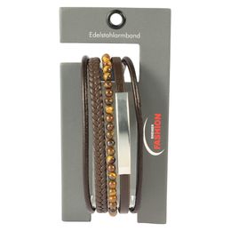 Adelia&acute;s ADELIA ́S Herren Armband "Herren Armband &ndash; Lederarmband aus Leder mit Tigerauge 21 cm", 21cm, Lederbraun, Leder, Armb&auml;nder, Geschenkidee: zeitlos und