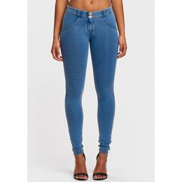 Jeggings Freddy "WRUP2RC002ORG", Damen, Gr. XL (42), N-Gr, blau (light, blau, denim), Stoff, Obermaterial: 84% Baumwolle, 16% Elasthan, lang, Hosen Jeggings, mit Lifting & Shaping Effekt