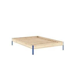 Bettgestell Karup Design, B:146cmraw, vivid blau, Betten, "CORE BED Bodenbett, Holzrahmen, Futonbett, Jugendbett, Holzbett", Massivholzbett mit