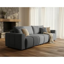 Sofa OTTO HOME "YLVAA 3-Sitzer, 239 cm - Schlafsofa", anthrazit, B:239cm H:80cm T:52cm, Sofas, Schlaffunktion (132/198), Boxspring, Bettkasten, Feinstruktur-Bezug