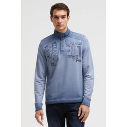 Sweater CAMP DAVID, Herren, Gr. S, vintage indigo, Material: 100% Baumwolle, bestickt, regular fit normal, hoch geschlossener Ausschnitt, eingesetzt Rippb&uuml;ndchen, Sweatshirts Sweater, aus Baumwolle
