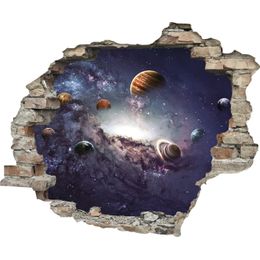 Wandtattoo queence "Planeten", bunt, B:60cm H:50cm T:0,1cm, Wandtattoos, Wandtattoo, Wandsticker, Wandbild, selbstklebend, 3D, Wanddurchbruch