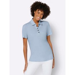 Poloshirt Casual Looks "Poloshirt", Damen, Gr. 48, blau (hellblau), 95% Viskose, 5% Elasthan, unifarben, Shirts