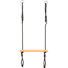 Schaukelsitz Small Foot "Trapezschaukel mit Turnringen, Black Line", schwarz (natur, schwarz), Schaukelsitze, Kinder, bis 100 kg, Kunststoff, Massivholz, B:45cm T:3,5cm