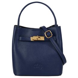 CLUTY Damen Umh&auml;ngetascheblau, Leder, leicht gl&auml;nzend, unifarben, Taschen, echt Leder, Made in Italy