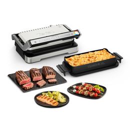 Kontaktgrill Tefal "OptiGrill 4in1 XL, Grill/Barbeque/Backofen/komplette Mahlzeit", silber, B:29,8cm H:41,2cm T:50,7cm, Kontaktgrill_Standgrill_Tischgrill_Teppanyakigrill, f&uuml;r bis zu 8 Personen, sp&uuml;lmaschinenfeste Platten und Schalen, GC784D