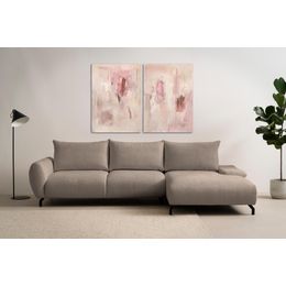 Ecksofa OTTO HOME "KELLIE, L-Form, 315 cm, verstellbare Armlehne, Metallf&uuml;&szlig;e", taupe, B:315cm H:93cm T:169cm, Sofas, Ecksofa, wahlweise Recamiere links o. rechts, Chenille-Stoff, hoher Sitzkomfort