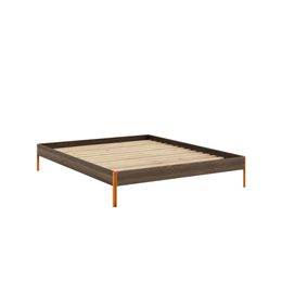 Bettgestell Karup Design, B:146cmcarob braun, solar orange, Betten, "CORE BED Bodenbett, Holzrahmen, Futonbett, Jugendbett, Holzbett", Massivholzbett