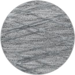 Teppich Ayyildiz Teppiche "PISA 4706", grau, H:20mm &Oslash;:200cm, Polypropylen (PP), Teppiche, Teppich, auch rechteckig, Hoch Tief Struktur, Wohnzimmer, Schlafzimmer