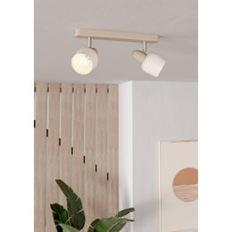 Eglo Deckenspot "CORATO", beige (sandfarben, nickel, matt wei&szlig;), 2, &Oslash; 0 H: 12,5cm, 1 Stk., Leuchten, Deckenlampe, Metall in Sandfarben, Nickel-Matt, Glas in Wei&szlig;, E14, Deckenspot