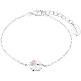 Armband s.Oliver JUNIOR "Kleeblatt", rosa (silberfarben, pink, pink), Armb&auml;nder, M&auml;dchen, 16cm, Silber 925 (Sterlingsilber), Armband, mit Zirkonia (synth.)