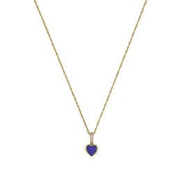Kette mit Anh&auml;nger Amor "Schmuck Geschenk, Herz", gelbgoldfarben, wei&szlig;, blau, Halsketten, Damen, Silber 925 (Sterlingsilber), L: 45 B: 1,2mm, mit Zirkonia (synth.), Lapislazuli, B:1,2mm