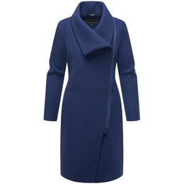 Kurzmantel Navahoo "Samtrose 14", Damen, Gr. XXXL(46), blau (navy), Obermaterial: 90% Polyester, 10% Viskose; Innenfutter: 100% Polyester; &Auml;rmelfutter: 100% Polyester, figurumspielend knieumspielend, asymmetrischer Ausschnitt, &Auml;rmel ohne &Auml;rmelschlitz normaler Saum, M&auml;ntel Kurzmantel, Mantel in Woll-Optik mit asymmetrischem Rei&szlig;verschluss