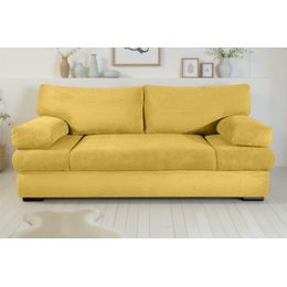 Schlafsofa Collection AB, B:200cm H:42cm T:95cmgelb, 100%Polyester, Wohnzimmer, Sofas, "Tina Breite 200 cm, Liegefl. 146x200 cm", mit Bettfunktion,