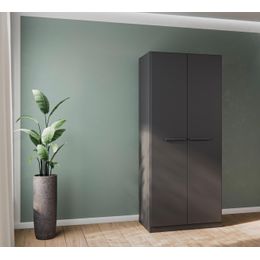 Dreht&uuml;renschrank Rauch "Kleiderschrank Schrank Garderobe Garderobenschrank Stauraumwunder MODI", grau (graumetallic), B:91cm H:210cm T:54cm, Holzwerkstoff, Schr&auml;nke, Dreht&uuml;renschrank, optional mit Spiegel MADE IN GERMANY
