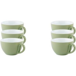 Cappuccinotasse APS "6er Set Cappuccino Tassen -SNUG-", gr&uuml;n, H:6,5cm &Oslash;:10,5cm, Porzellan, Trinkgef&auml;&szlig;e, Cappuccinotasse, f&uuml;r Hei&szlig;getr&auml;nke aller Art geeignet