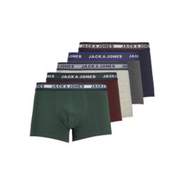 Jack & Jones Trunk JACK & JONES "JACOLIVER TRUNKS 5 PACK NOOS", Herren, Gr. L, 5 Stk., blau (dunkelgrau melange detail:sea moss, port royal, navy blazer, light grau melange), Jersey, Obermaterial: 95% Baumwolle, 5% Elasthan, meliert, unifarben mit Farbeinsatz, bequem, Unterhosen