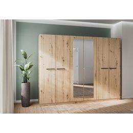 Dreht&uuml;renschrank Rauch "Kleiderschrank Schrank Garderobe Garderobenschrank Stauraumwunder MODI", braun (eiche artisan), B:271cm H:210cm T:54cm, Holzwerkstoff, Schr&auml;nke, Dreht&uuml;renschrank, optional mit Spiegel MADE IN GERMANY
