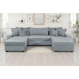 Wohnlandschaft OTTO HOME, B:313cm H:42cm T:161cmgrau, 100%Polyester, Sofas, "Alexa", Wohnlandschaft,2 Ottomane,Bonnelfederkern,Schlaffunktion