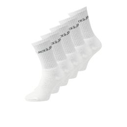 Jack & Jones Tennissocken JACK & JONES "JACREGEN TENNIS SOCK 5 PACK NOOS", Herren, wei&szlig; (wei&szlig; pack:wei&szlig;, wei&szlig;, wei&szlig;, wei&szlig;), Baumwollmischung, unifarben, elastisch, Socken Tennissocken, mit Stretchanteil