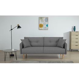 Schlafsofa Home Affaire, B:196,5cm H:86cm T:85,5cmgrau, Holzgestell, Schaum-Polsterung, Holzbeine und pflegeleichter Bezug, Wohnzimmer, Sofas,