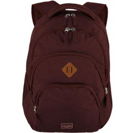 Laptoprucksack Travelite "BASICS Melange", Damen, Gr. B/H/T: 31cm x 45cm x 16cm, rot (bordeaux), Polyester, unifarben, Basic, Rucks&auml;cke Laptoprucksack, Freizeitrucksack Arbeitsrucksack Schulrucksack Reiserucksack