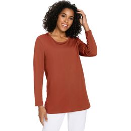 Damen Longshirt mit Zierkn&ouml;pfen rostrot, Gr&ouml;&szlig;e 40