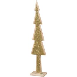Dekobaum CREATIV HOME, B:14,5cm H:69cm T:7cmgold, Wohnzimmer, Dekofiguren, "Tannenbaum", mit Glitter