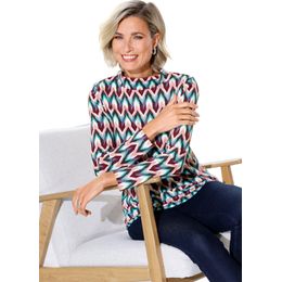 Damen Rollkragenshirt ecru-bordeaux-bedruckt, Gr&ouml;&szlig;e 52