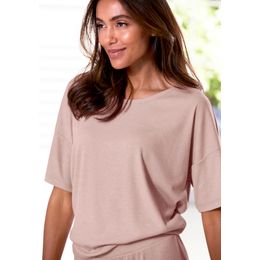 T-Shirt Vivance Dreams, Damen, Gr. 32/34, rosa (altrosa), Rippstrick, Obermaterial: 63% Polyester, 33% Viskose, 4% Elasthan, unifarben, Basic, loose fit normal, Rundhals, weit abgesteppt, Shirts T-Shirt, in weicher Rippqualit&auml;t