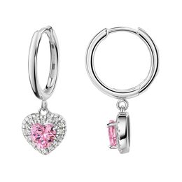 Paar Creolen Firetti "Schmuck Geschenk Silber 925 Ohrschmuck Ohrringe Herz", silberfarben, kristallwei&szlig;, pink, kristallwei&szlig;, pink, Ohrringe, Damen, Silber 925 (Sterlingsilber), mit Zirkonia (synth.)