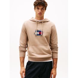 Tommy Hilfiger Herren Kapuzensweatshirt "LINEAR FLAG GRAPHIC"coastal taupe, Gr. M, Sweatware, Obermaterial: 100% Baumwolle, Sweatshirts, Regular Fit,