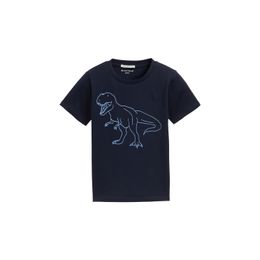 T-Shirt Tom Tailor, Jungen, Gr. 92/98, blau (sky captain blau), Jersey, Obermaterial: 100% Baumwolle, bedruckt, regular fit taillenbedeckt, Rundhals, gerader Abschluss, Shirts T-Shirt, mit in der Nacht leuchtendem Print