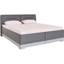 Polsterbett Maintal, grau (anthrazit, hellgrau), B:192cm L:212cm, Ausf. 2-5 Matratzenbezug aus 100% Polyester, Betten, Polsterbett, mit verstellbaren Kopfteil-Elementen