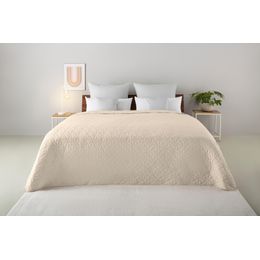 Tagesdecke OTTO HOME "Tesso", beige, B:140cm L:210cm, Polyester, Tagesdecken, unifarben mit grafischem Muster
