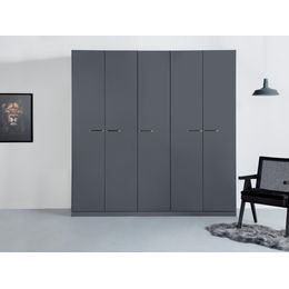 Dreht&uuml;renschrank Rauch "Kleiderschrank Schrank Garderobe TOPSELLER OTELI inkl. Inneneinteilung", grau (graumetallic), B:226cm H:229cm T:54cm, Holzwerkstoff, Schr&auml;nke, Dreht&uuml;renschrank, mit zus&auml;tzlichen Einlegeb&ouml;den, optional mit Spiegel MADE IN GERMANY