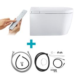 Duravit SensoWash Starck f Wand-Dusch-WC Plus Compact, mit Anschluss- und Schnittstellen-Set, 650000012004320+1007310000+1007290000, Compact