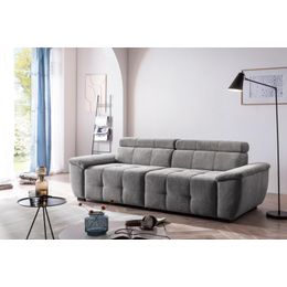 Big-Sofa exxpo - SOFA FASHION "exxpo MAVERICK, weicher Bezugstoff, hoher Sitzkomfort, Breite 240cm", grau (dunkelgrau), B:240cm H:80cm T:107cm, Sofas, Big-Sofa, inkl. verstellbare Kopfst&uuml;tzen, aufwendige Detailverarbeitung