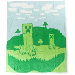 Kinderdecke Minecraft, B:127cm L:152cmgr&uuml;n, Polyester, Wohndecken, "Minecraft Creeper", flauschige Kuscheldecke - 127 x 152 cm Flauschig gestrickt