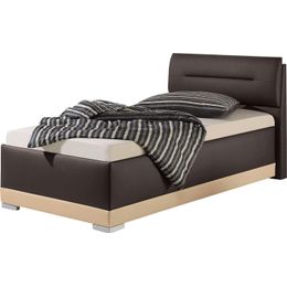 Polsterbett Maintal, braun (braun, cappuccino), B:152cm L:212cm, Ausf. 2-5 Matratzenbezug aus 100% Polyester, Betten, Polsterbett, mit verstellbaren Kopfteil-Elementen