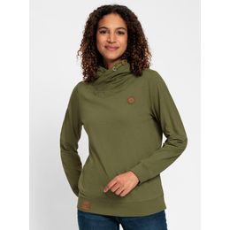 Sweatshirt Casual Looks, Damen, Gr. 42, gr&uuml;n (oliv), 50% Baumwolle, 50% Polyester, unifarben, Sweatshirts Sweatshirt